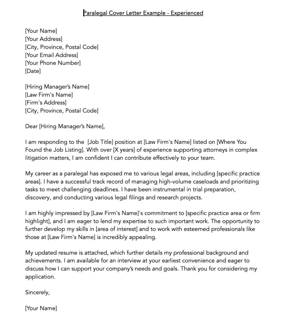 How to Create Effective Cover Letters for Paralegals: Free Tips ...